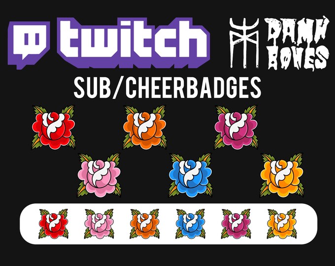Rose Tattoo Sub Badges for Twitch INSTANT DOWNLOAD Twitch Subbadges ...