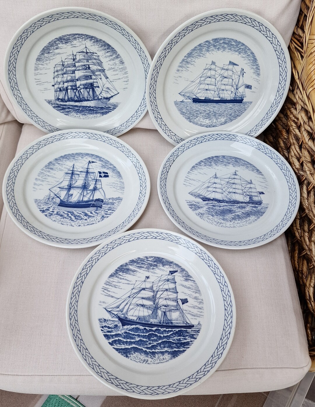 Selection of Bone China Ship Collectors Plates From Porsgrund of Norway ...
