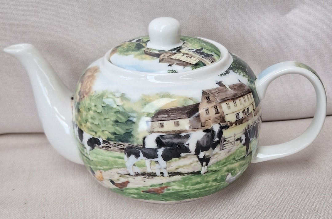 Lesser and Pavey Fine Bone China Teapot - Farmyard Cow Pattern - Etsy