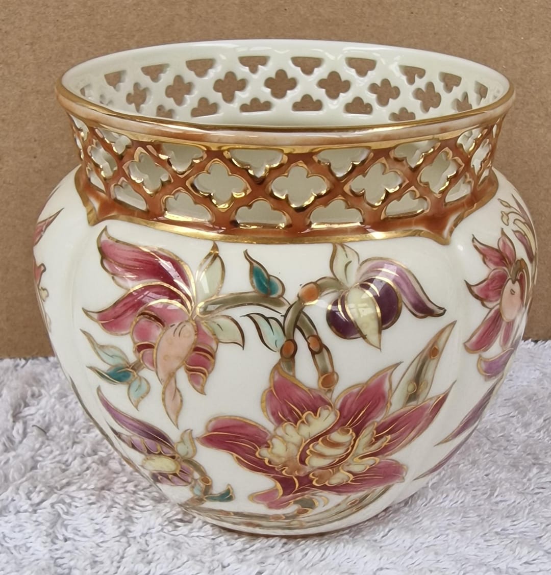 Vintage Zsolnay Pecs Reticulated Cachepot or Vase - Etsy