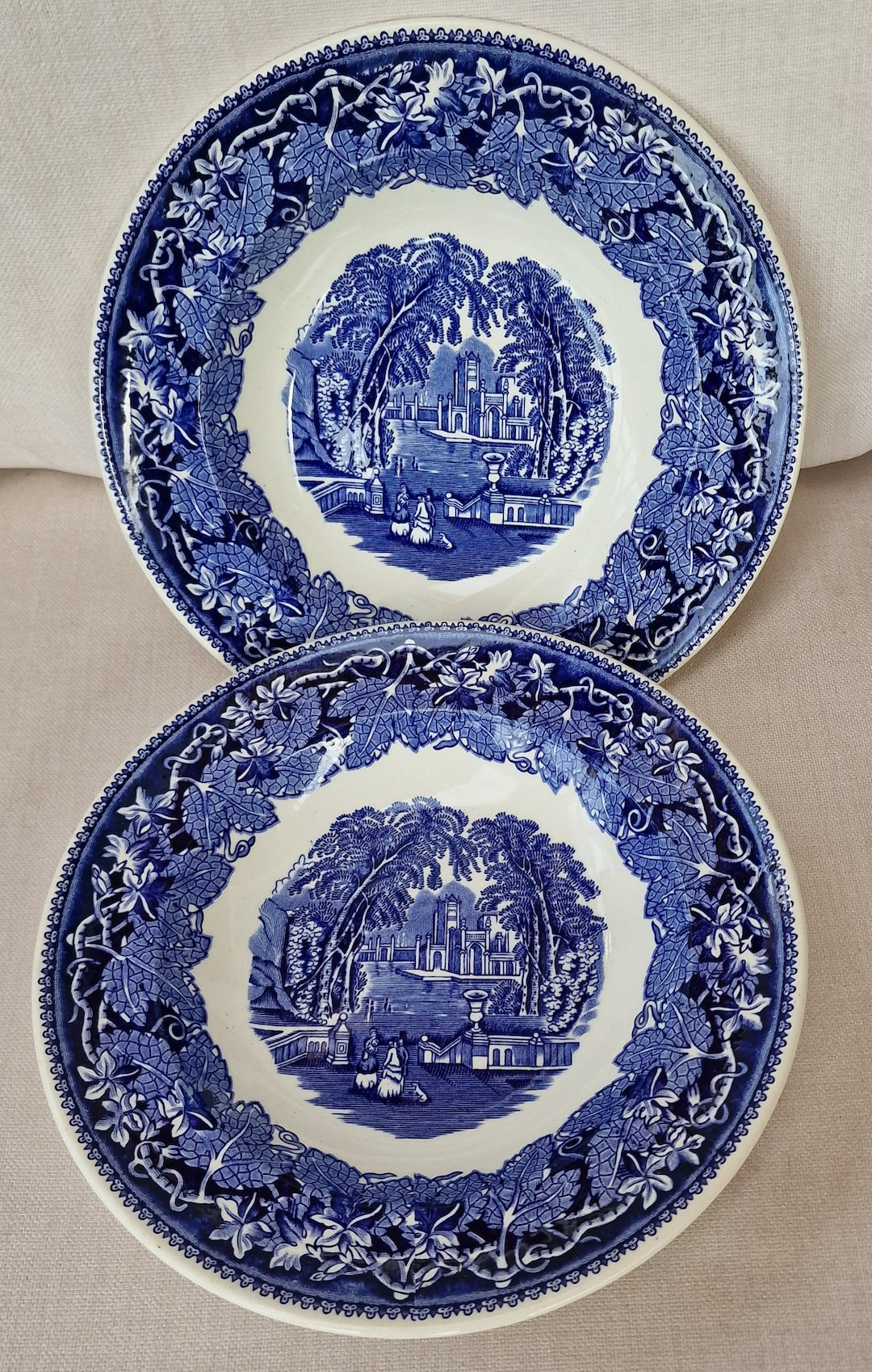Masons Ironstone Pottery Rimmed Soup Bowls - Blue Vista - Etsy