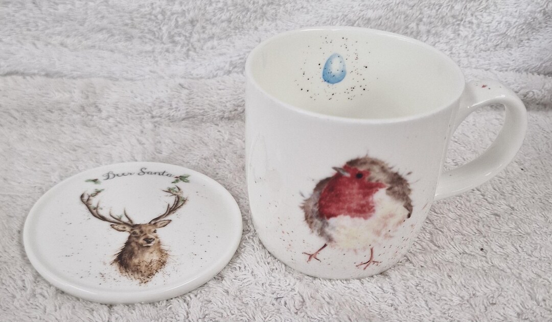 Royal Worcester Wrendale Design Bone China Mug and Coaster - Robin Mug ...