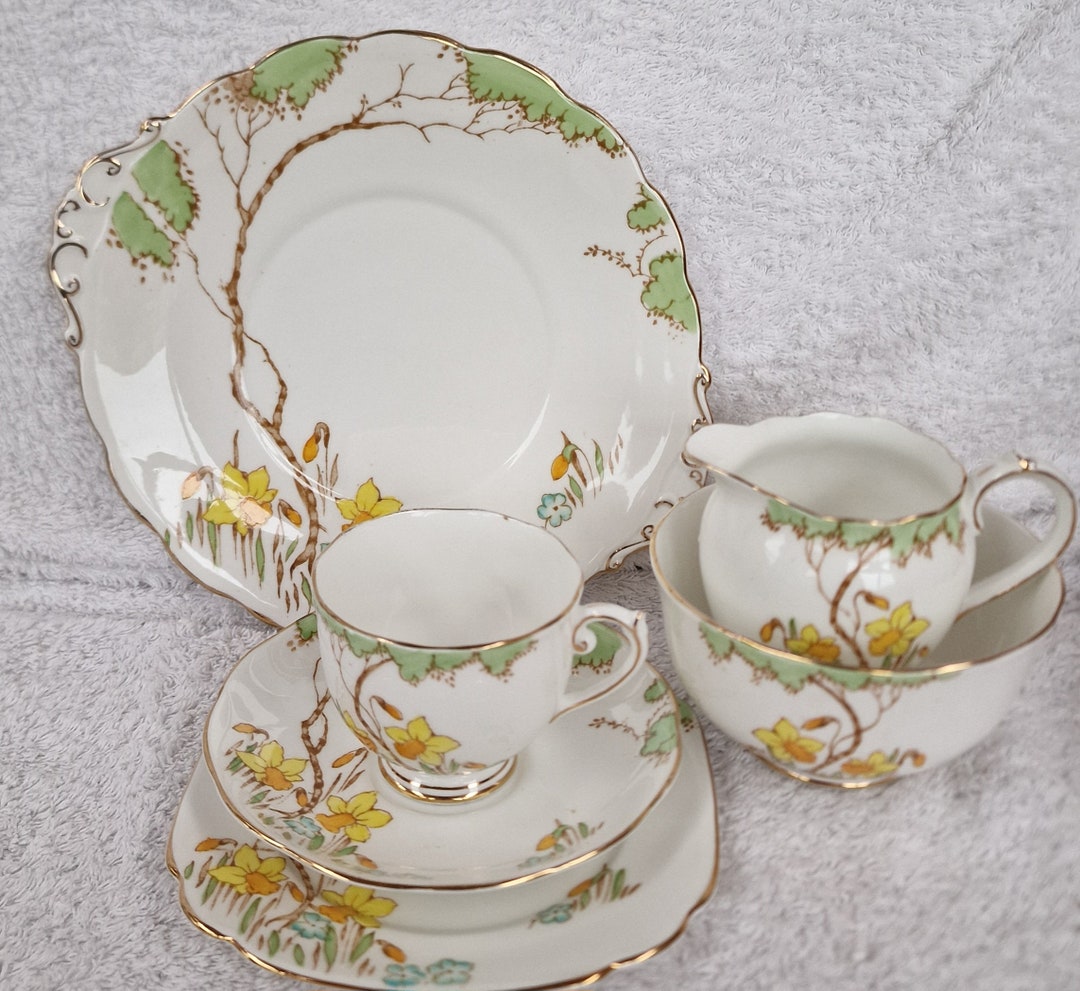 Vintage, Hand Painted, Roslyn Bone China Tea Items Springtime Pattern ...