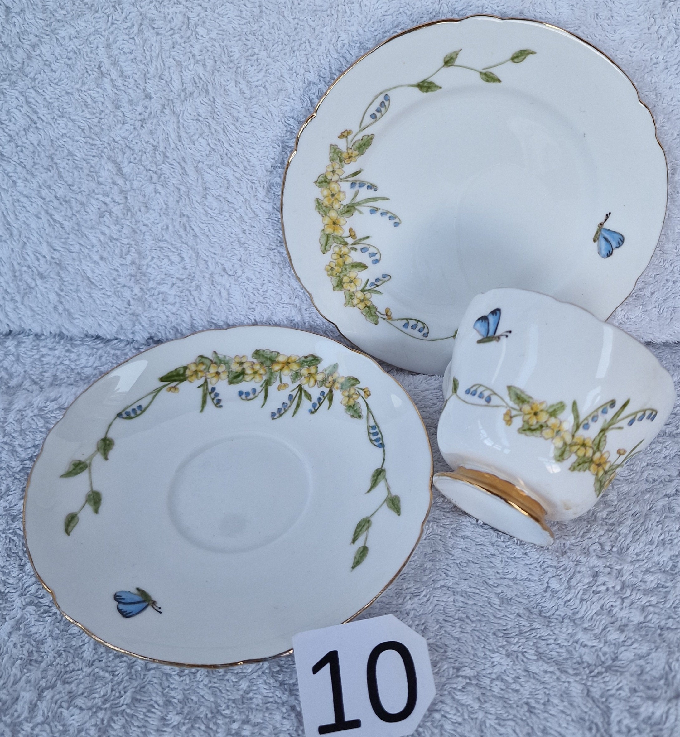 Vintage Shelley Bone China Plates and Trio - Hand Painted - Very Rare ...