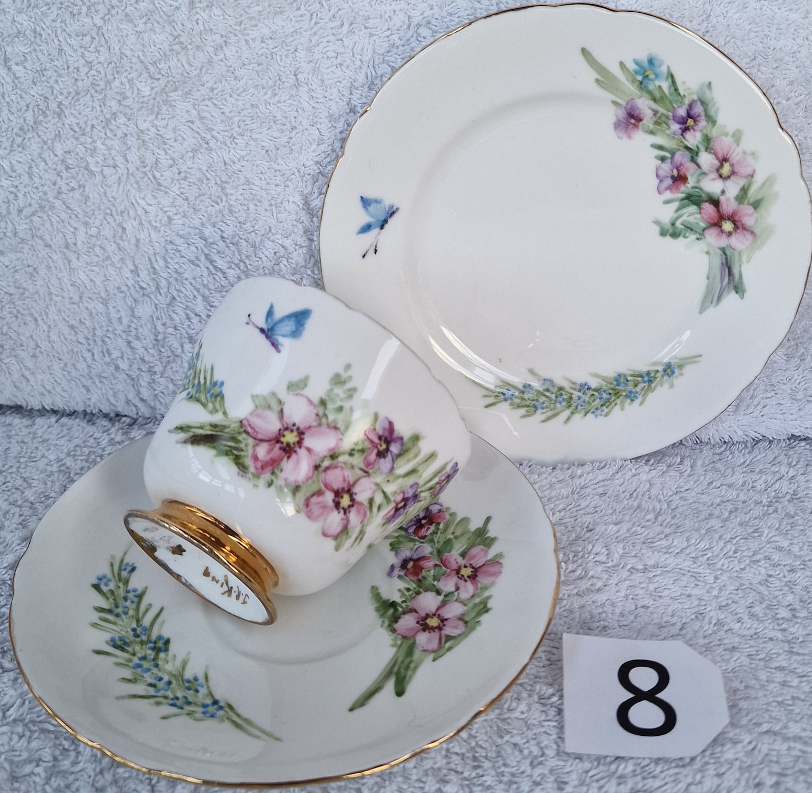 Vintage Shelley Bone China Plates and Trio - Hand Painted - Very Rare ...