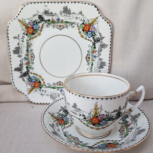 Antique Salisbury Bone China Trio in Lovely, Hand Painted Lima Pattern ...