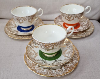 Winston English Bone China 22kt Gold Trio - Harlequin Winston English Bone China 22kt Gold Trio - Harlequin