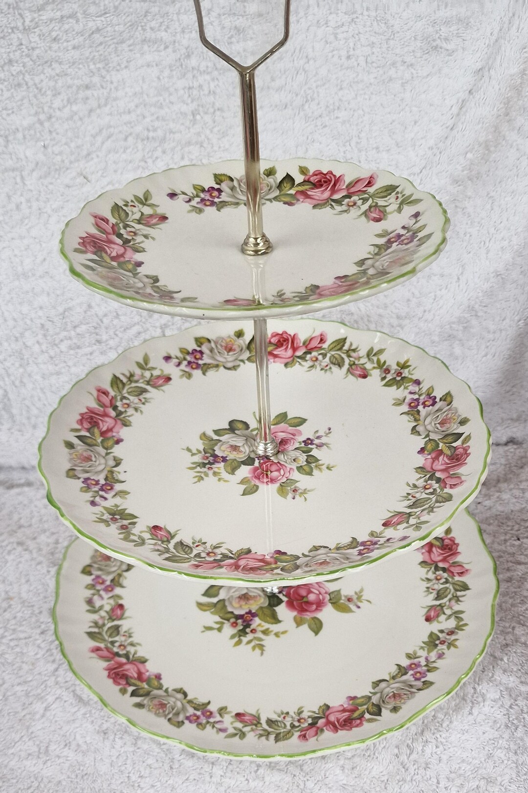 Vintage Foley, James Kent, China, Three Tier Cake Stand Harmony Rose ...