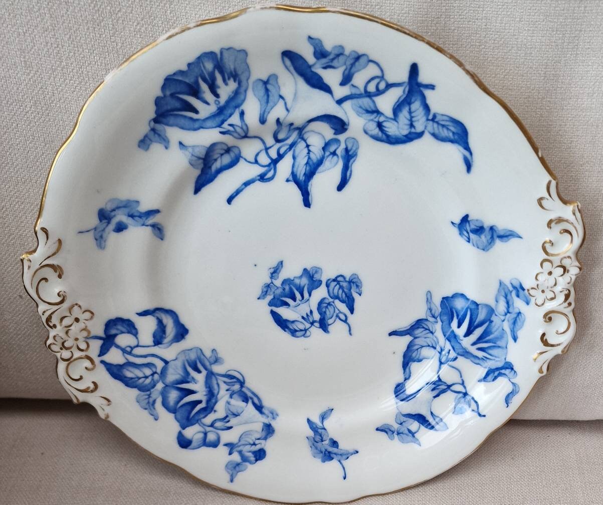 Antique Grainger Worcester Cake Plate Blue and White Pattern - Etsy