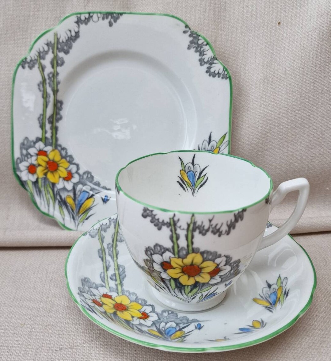 Vintage, Hand Painted, Melba Fine Grade Bone China Art Deco Trio ...