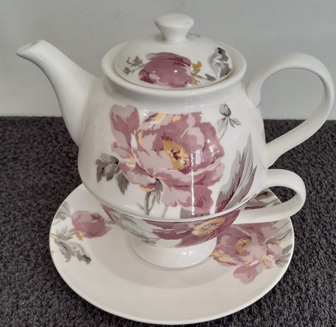 Laura Ashley Fine Bone China One Cup Stacking Teapot With Cup and ...