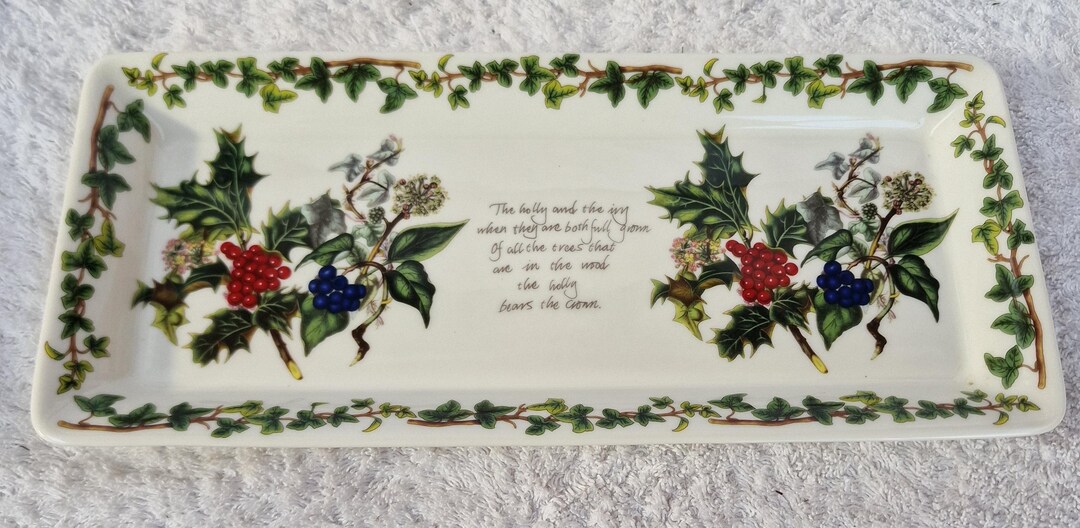 Portmeirion Pottery Kidney Shaped Side Dish, Plate - the Holly and the ...