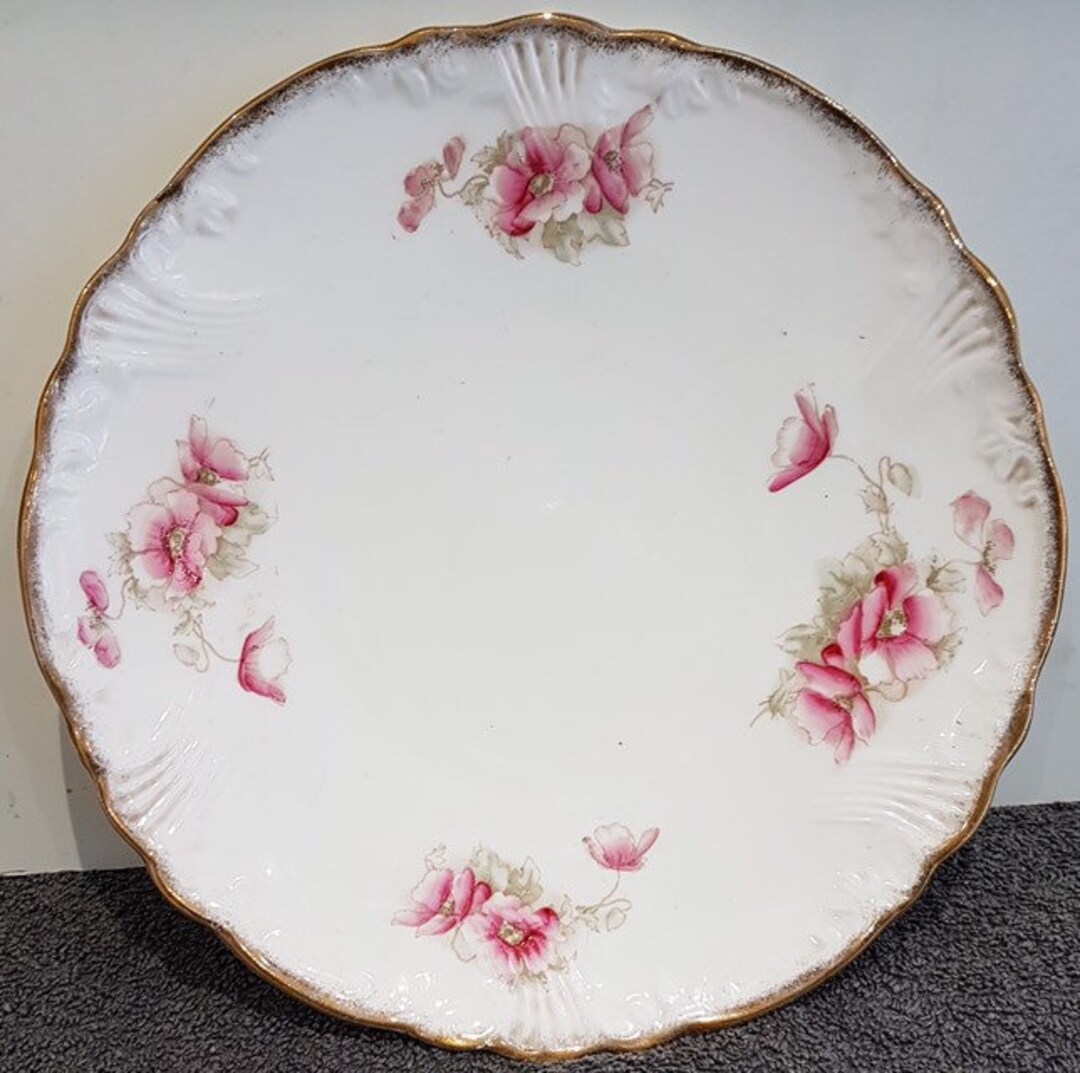 Blyth Porcelain Company, Diamond China Cake Plate Pink Flowers - Etsy