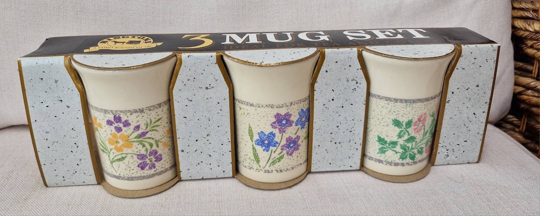 Set of 3 X Ringtons Pottery Beaker Mugs in a Pastel Flowers Design. New ...
