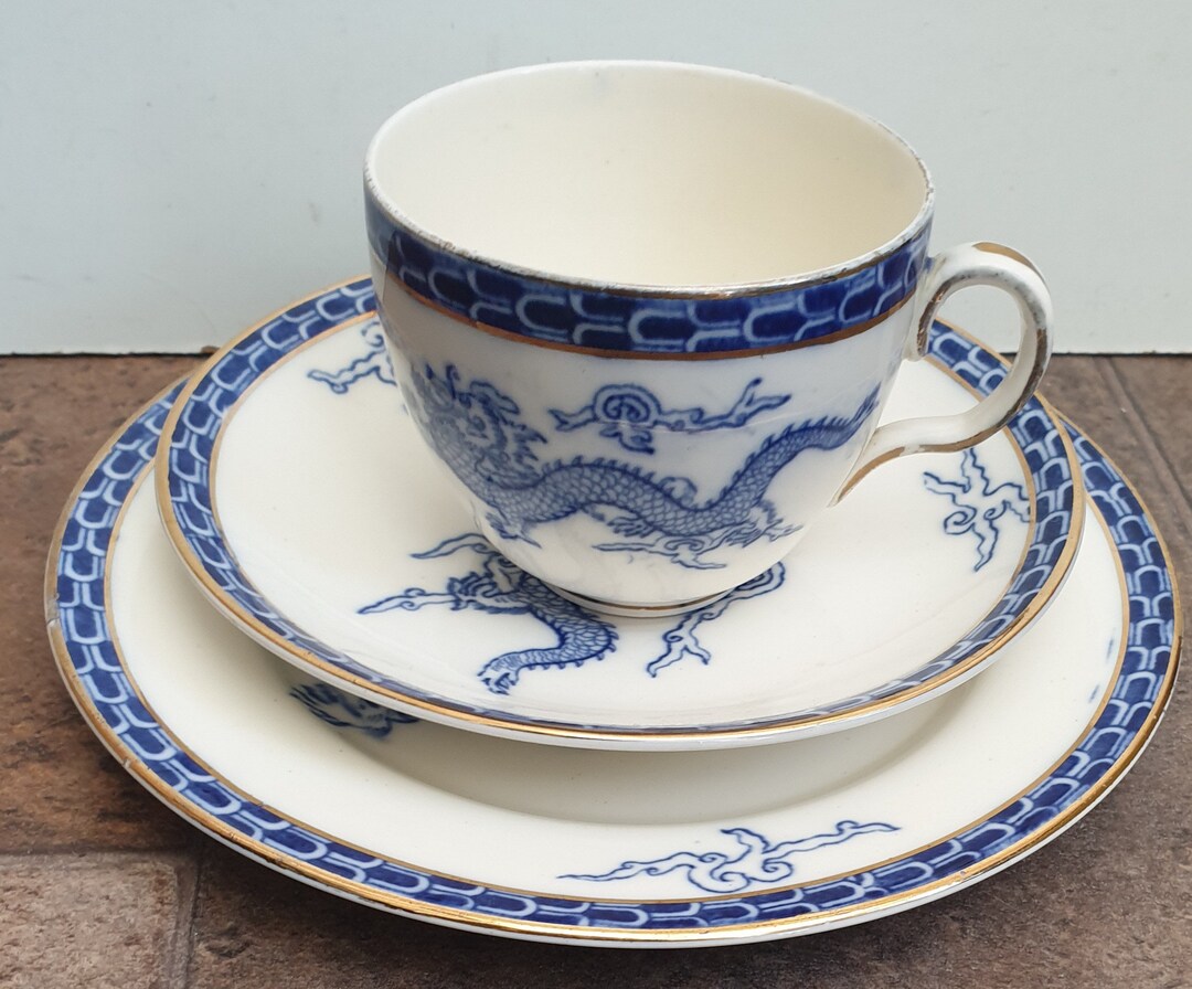 Antique S Hancock and Sons Coronaware Pottery Trio in Dragon - Etsy