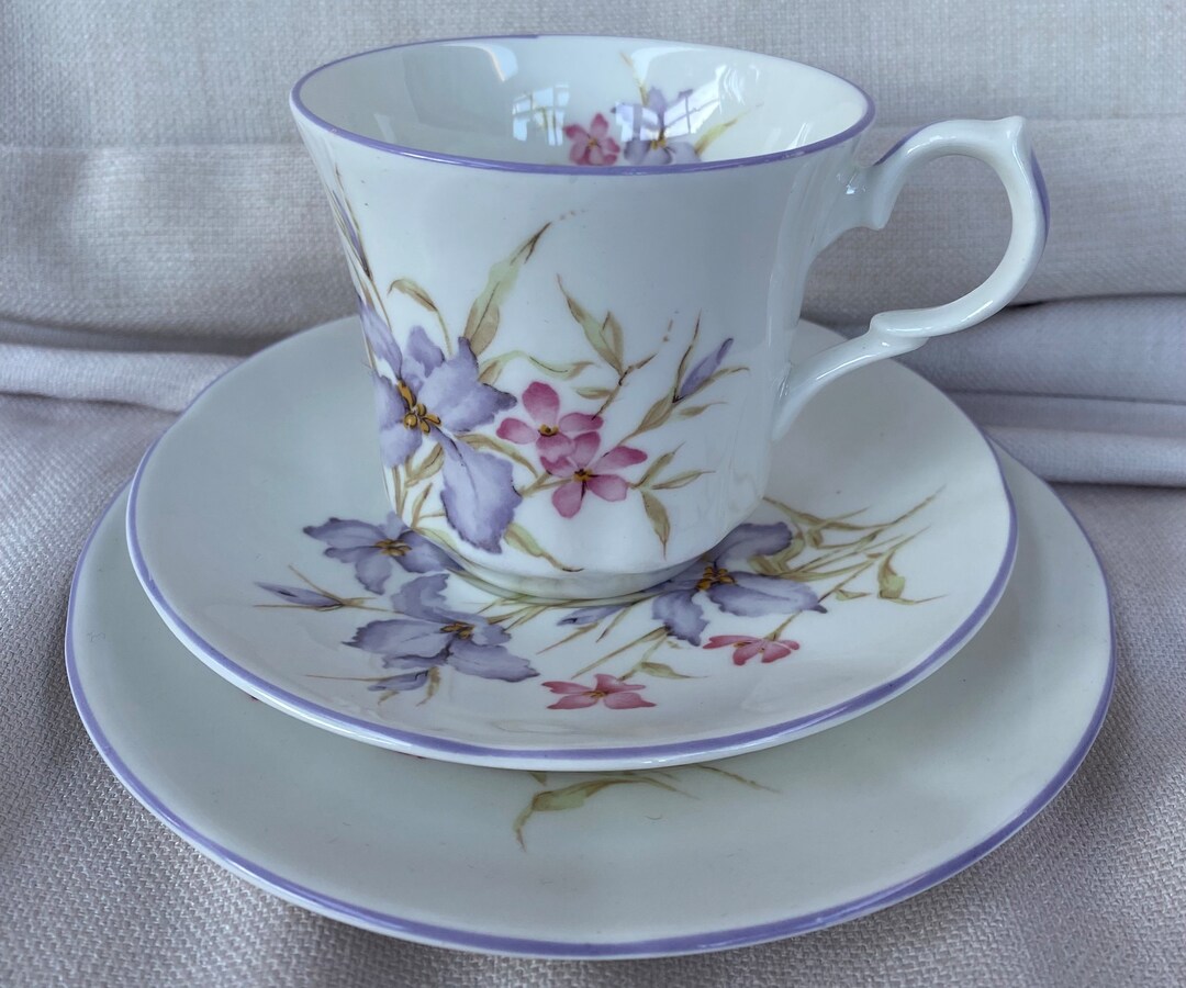 Springfield Bone China Trio Pretty Pastel Lilac Flowers - Etsy Singapore