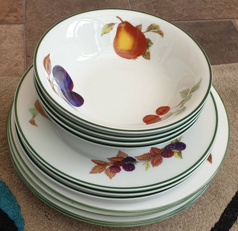 Royal Worcester Bone China Plates and Bowls - Evesham Vale Pattern - Etsy