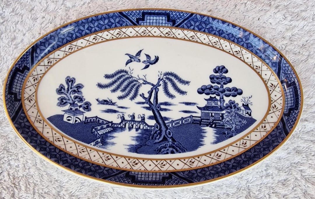 Royal Doulton Booths Real Old Willow Shallow Oval Tray TC1126 - Etsy