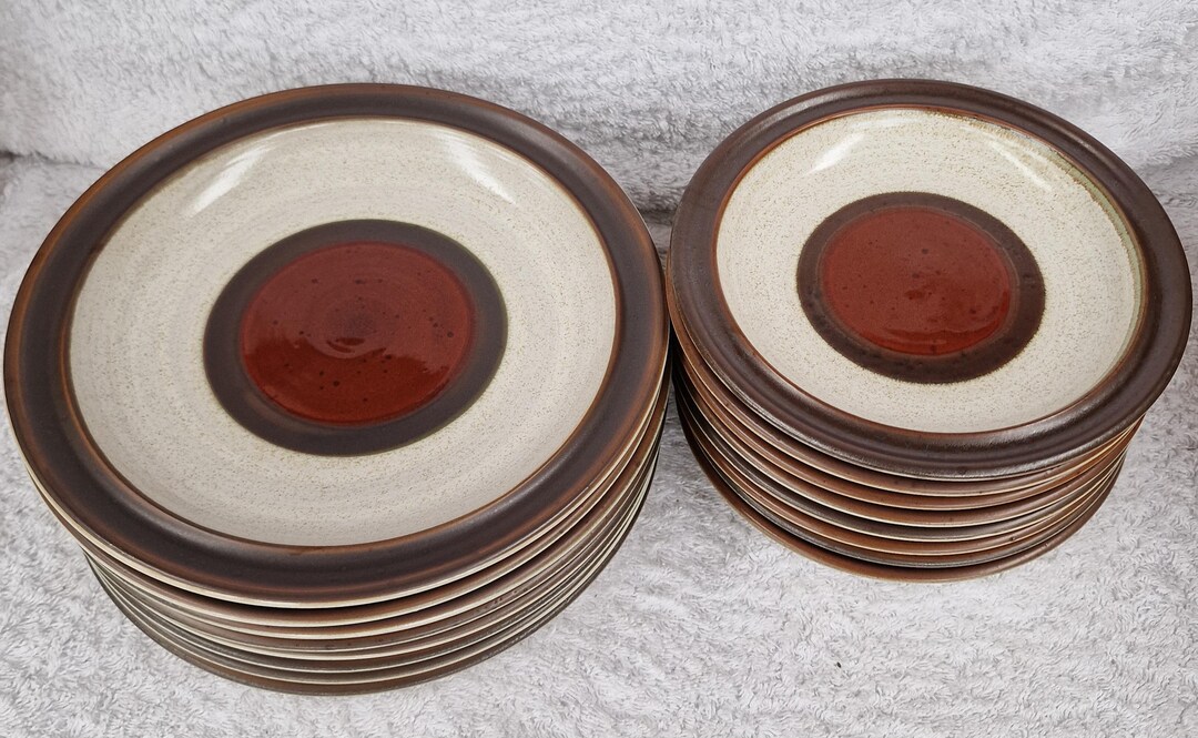 Vintage Denby Stoneware Potters Wheel Salad and Side Plates - Rust or ...