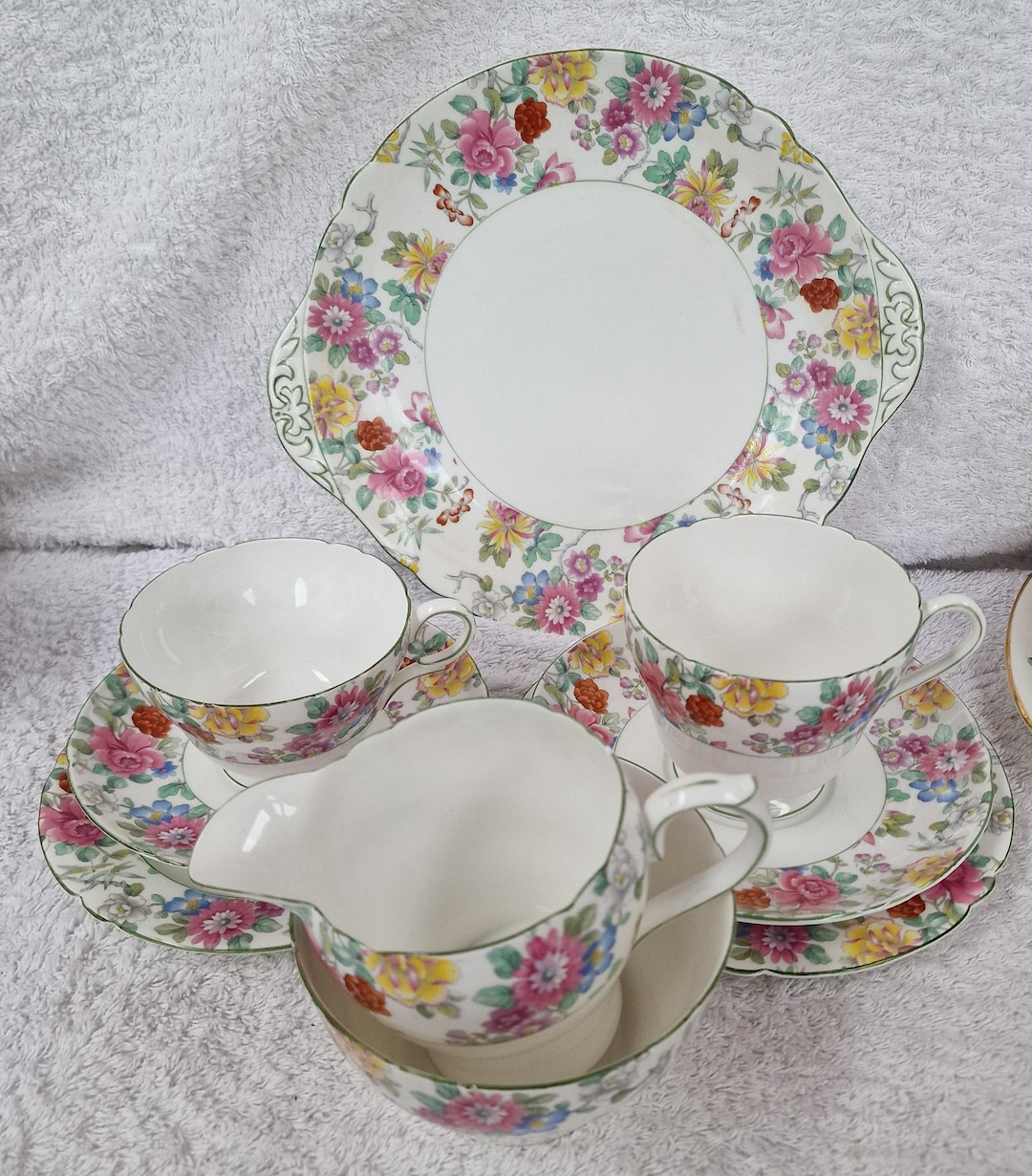 Vintage Shelley Bone China Tea Items - Bright Flowers Design. - Choose ...