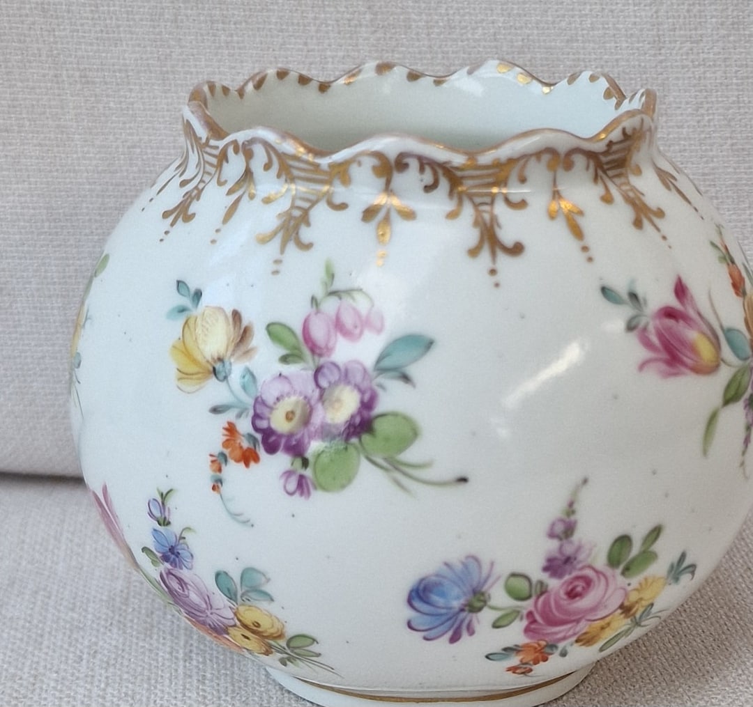 Antique Dresden Porcelain Hand Painted Vase. - Globe Shape - Etsy