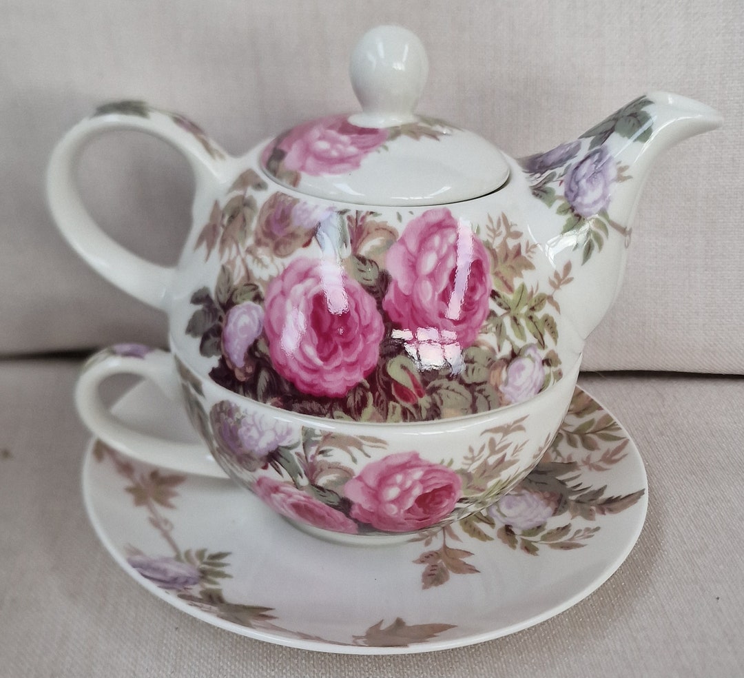Fine China One Cup Stacking Teapot With Cup and Saucer From the V & A ...