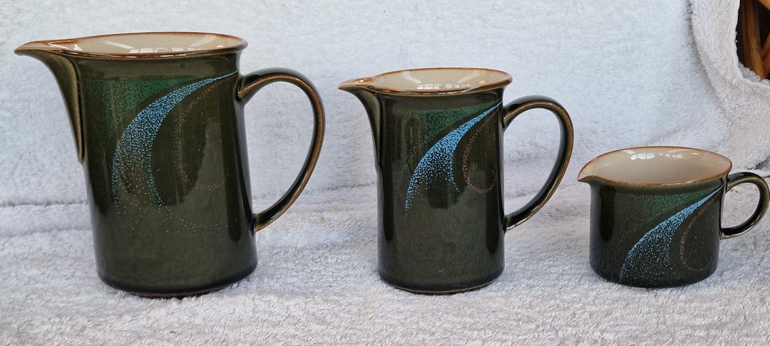 Vintage Denby Fine Stoneware Selection of Jugs - Mercury Pattern ...