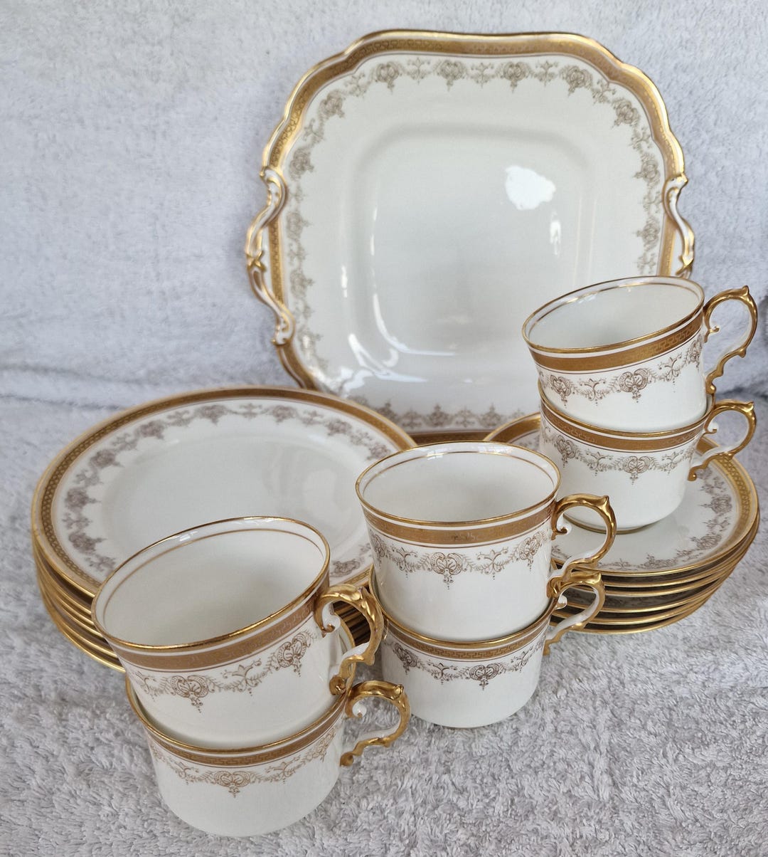 Antique Aynsley Bone China Tea Items in Classic White and Heavy Gilt ...
