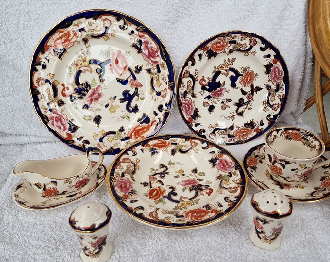 Vintage Masons Ironstone Pottery Tea and Dinner Items - Mandalay Blue ...