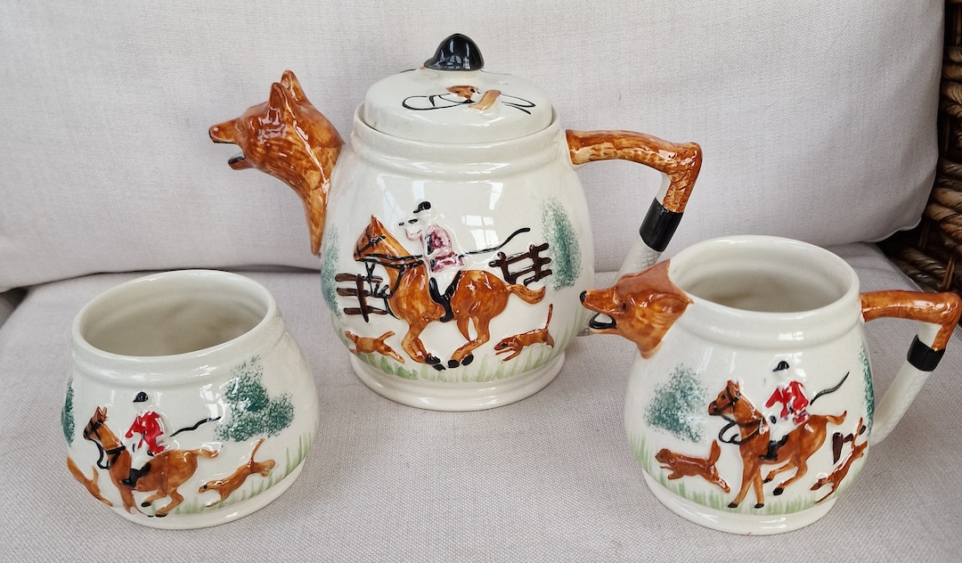 Vintage Portland Pottery Company, England, Large Teapot With Matching ...