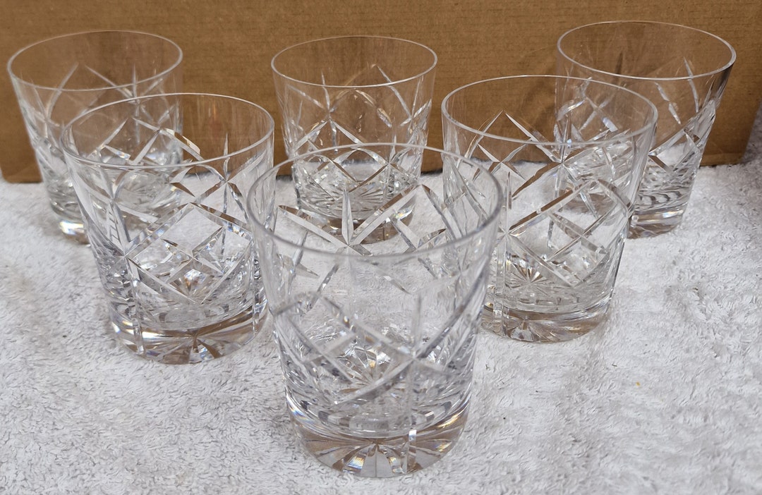 Pair of Vintage Tudor Crystal Double Old Fadhioned Whiskey Tumbler ...