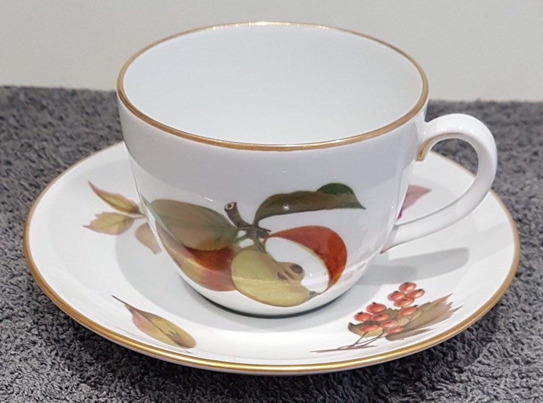 Pair of Royal Worcester Cup and Saucer - Evesham Gold - Etsy UK