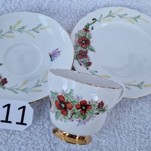 Vintage Shelley Bone China Plates and Trio - Hand Painted - Very Rare ...