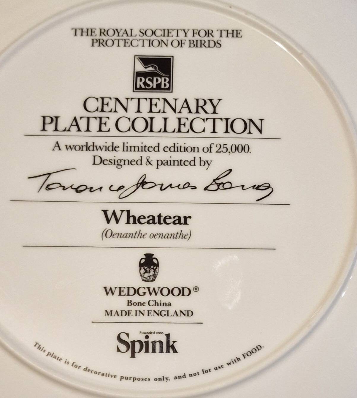 Limited Edition Wedgwood Collectors Plates - RSPB Centenary Plate ...