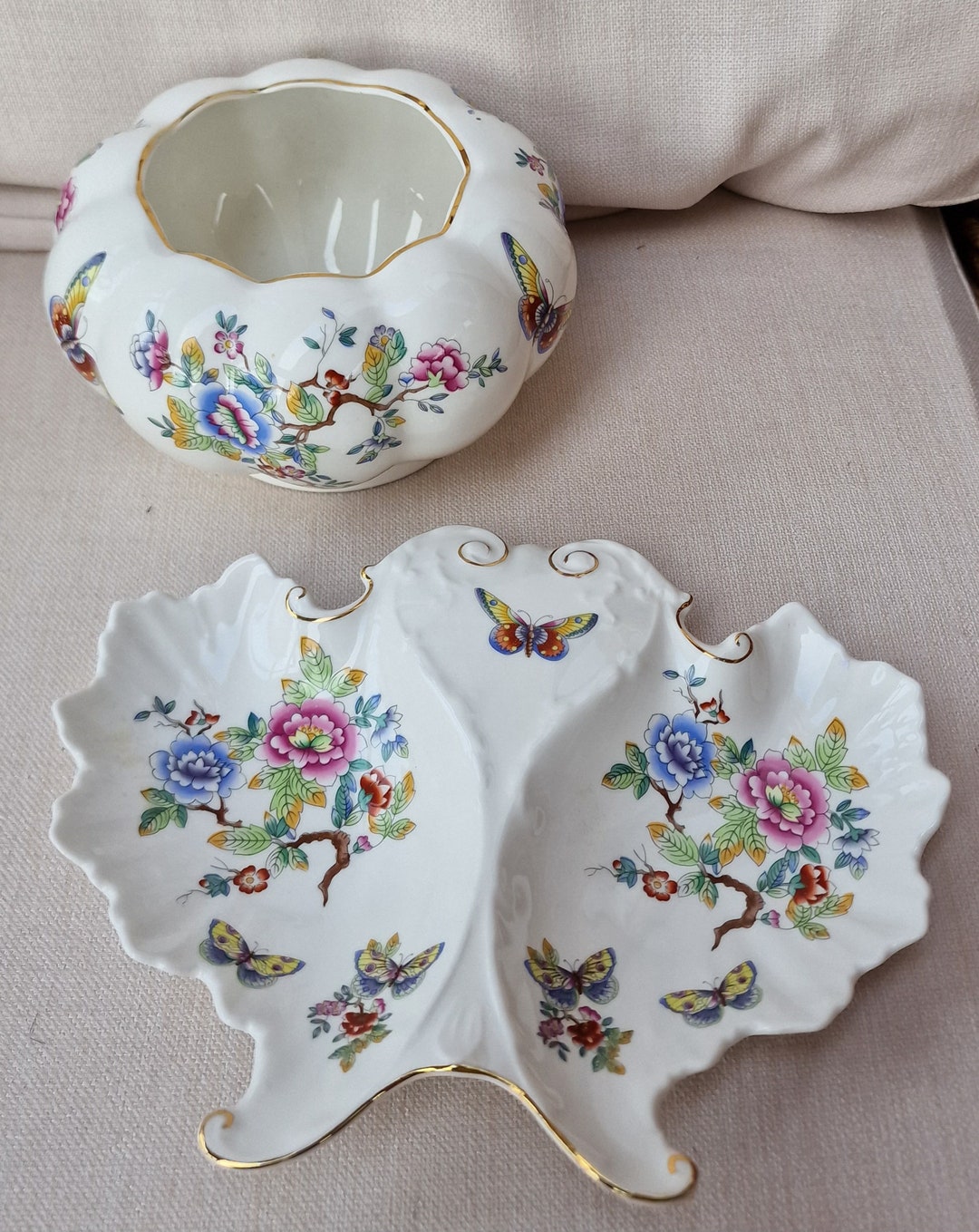 Aynsley Bone China Butterflies Pattern - 2 Items to Select From. - Etsy