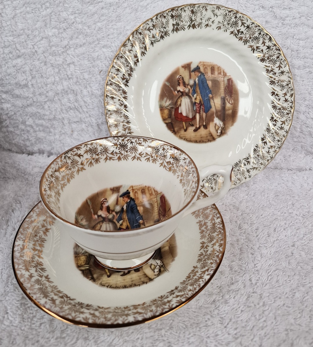 Vintage English Bone China Cries of London Trio or Cup and Saucer Who ...