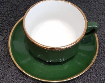 2 X APILCO Large Tea/coffee Mug, Authentic Green and Gold Bistro Ware ...
