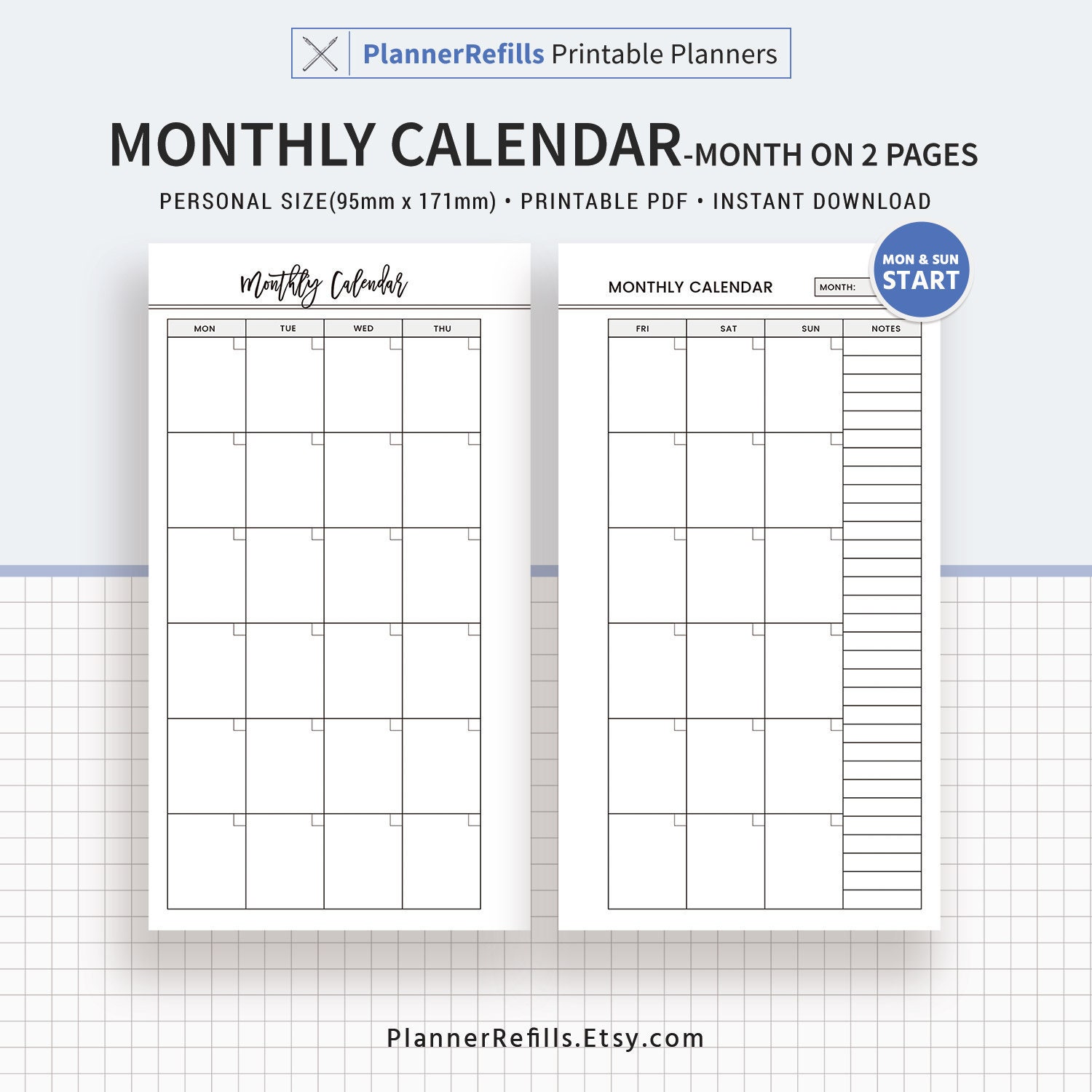 Design & Templates Stationery Paper Undated Monthly Planner Printable ...