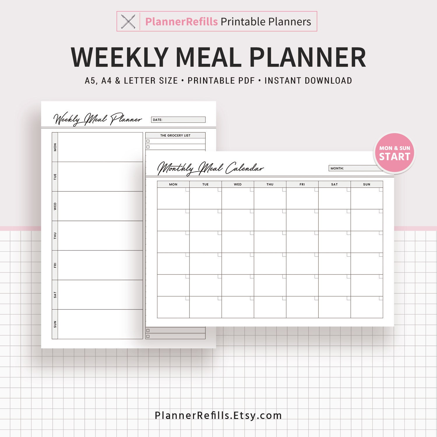 Paper & Party Supplies Weekly Meal Planner Meal Planner Printable Happy ...