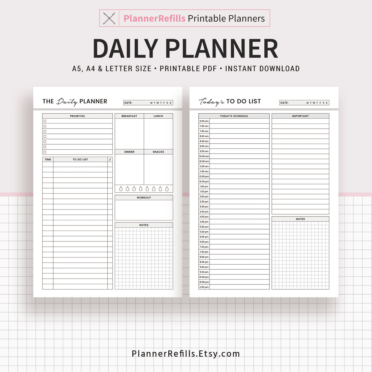 Paper PDF printable I Daily planner A4 Weekly Planner Printable ...