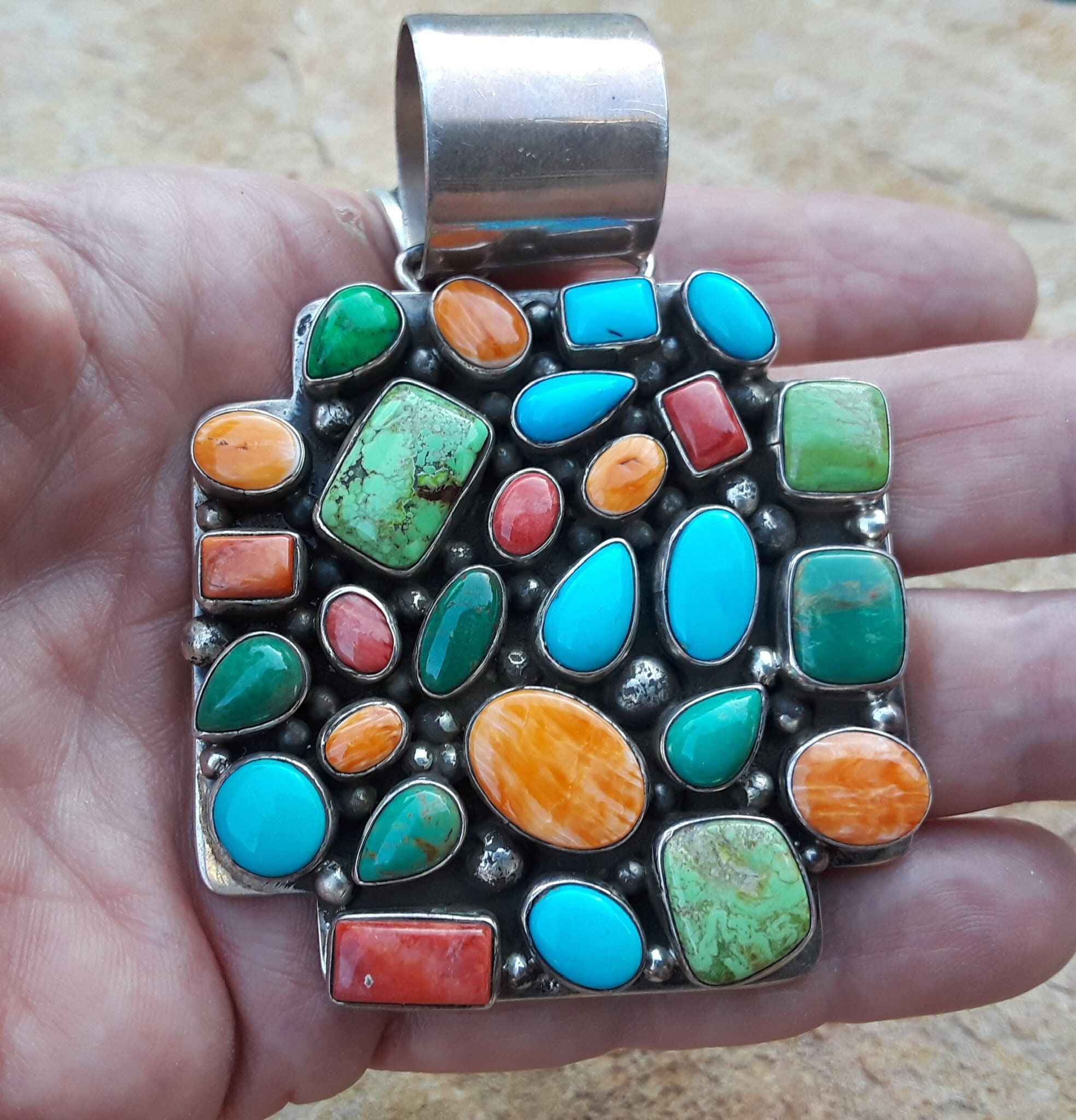 Large Navajo Multi Stone Cluster Sleeping Beauty Turquoise, Spiny ...