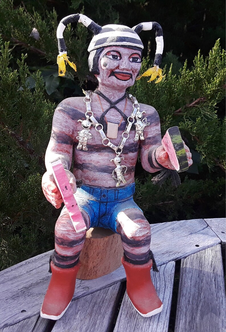 Native American Koshare Clown Kachina Sterling Silver Handmade Link ...