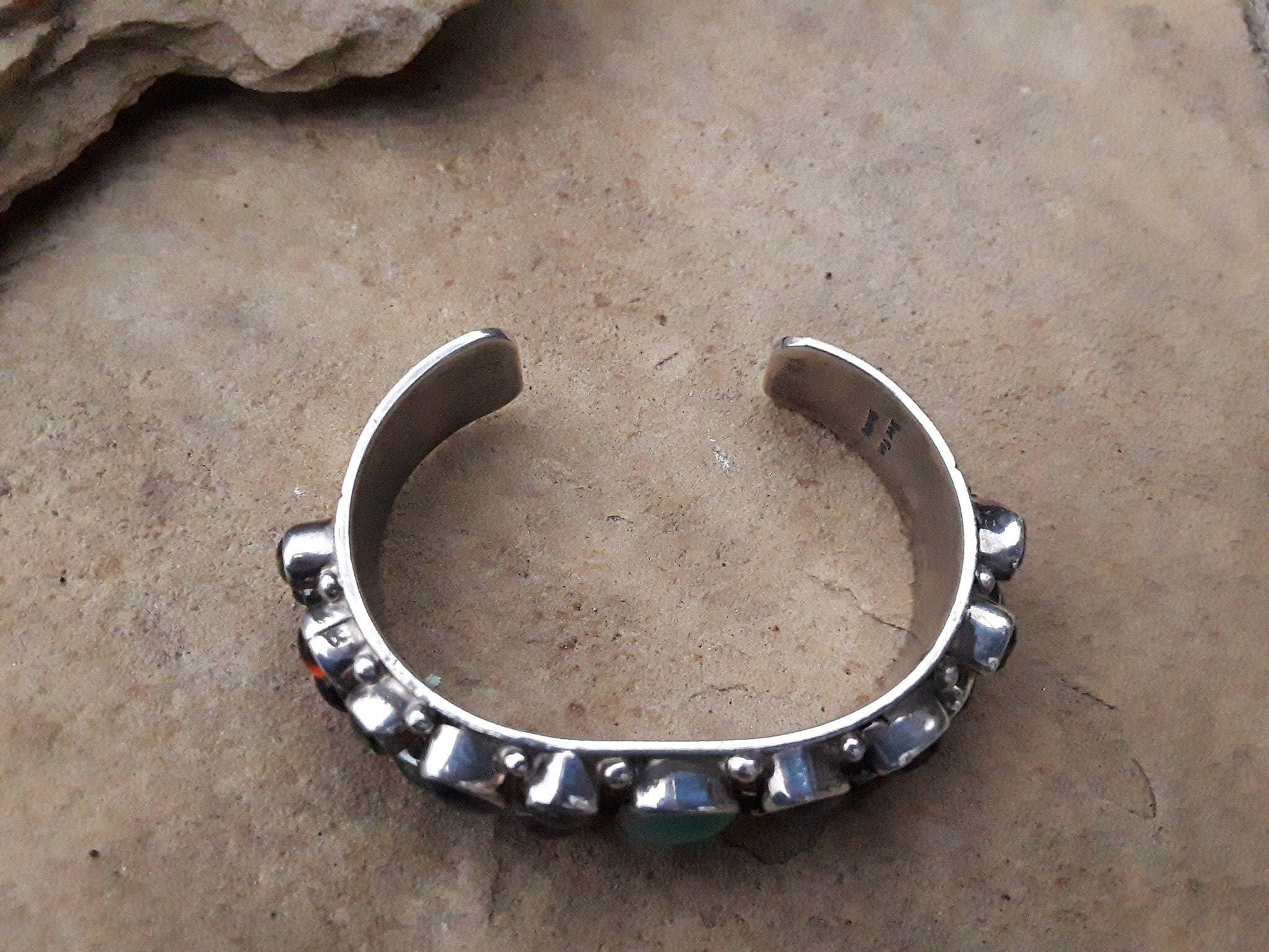 Navajo Multi Stone Cluster Cuff Bracelet Sterling Silver - Etsy