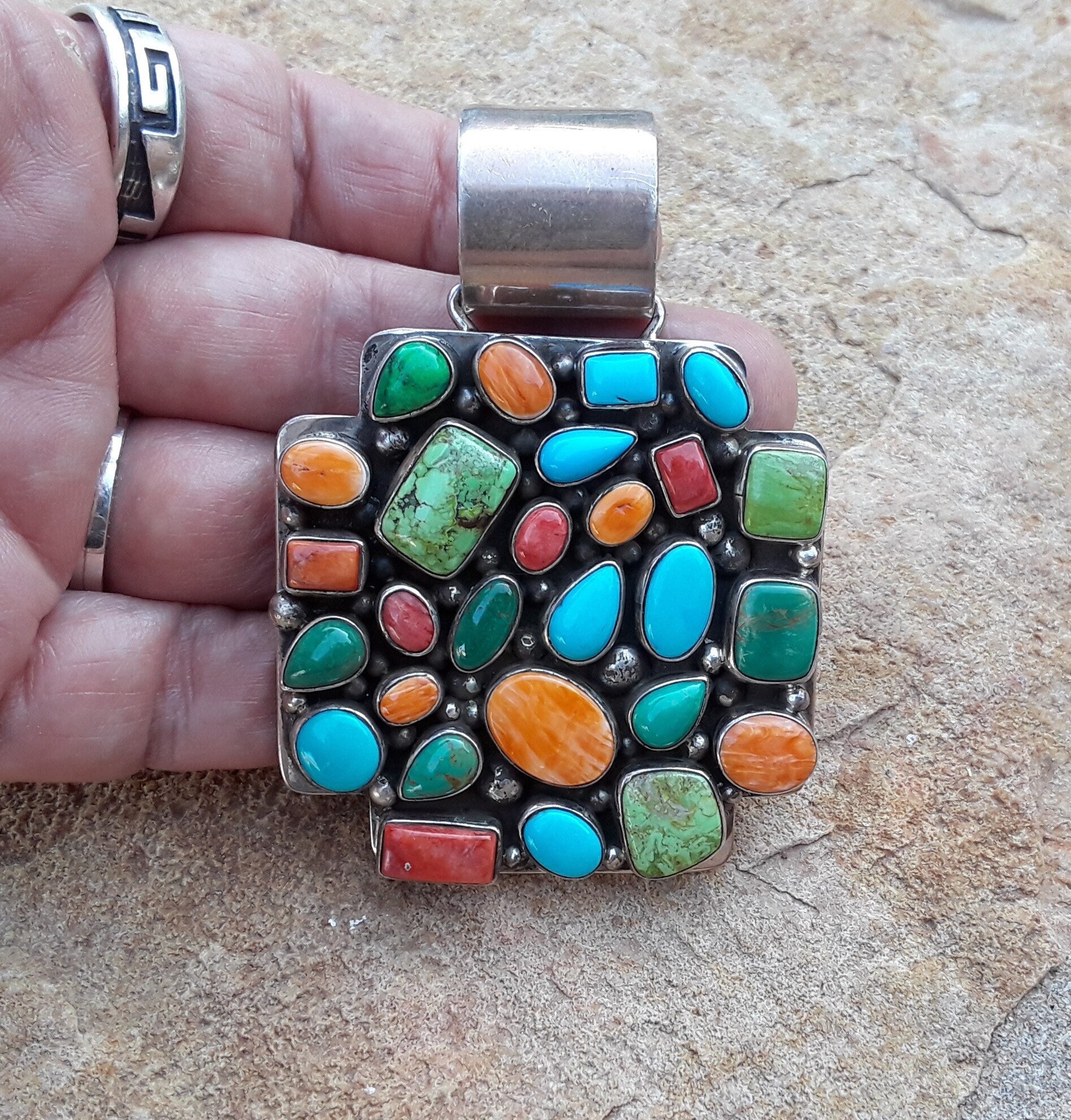 Large Navajo Multi Stone Cluster Sleeping Beauty Turquoise, Spiny ...