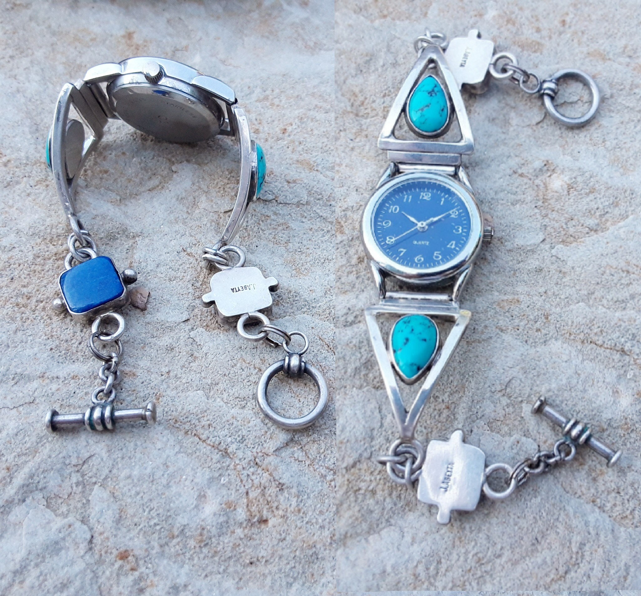 Vintage Navajo Lapis & Turquoise Sterling Silver Watch Link - Etsy