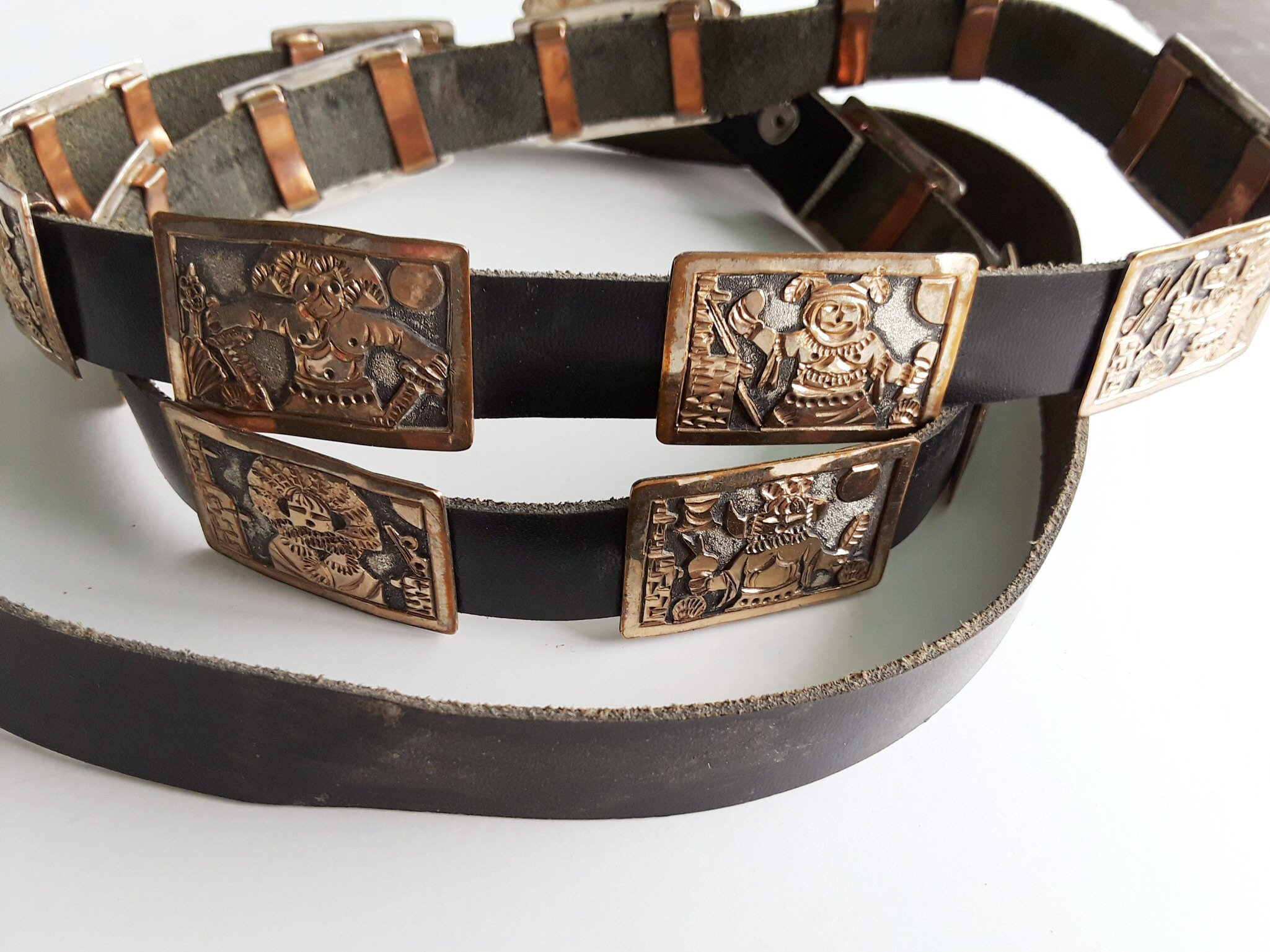Vintage Kachina Concho Belt Made by Floyd & Lloyd Becenti in Sterling ...