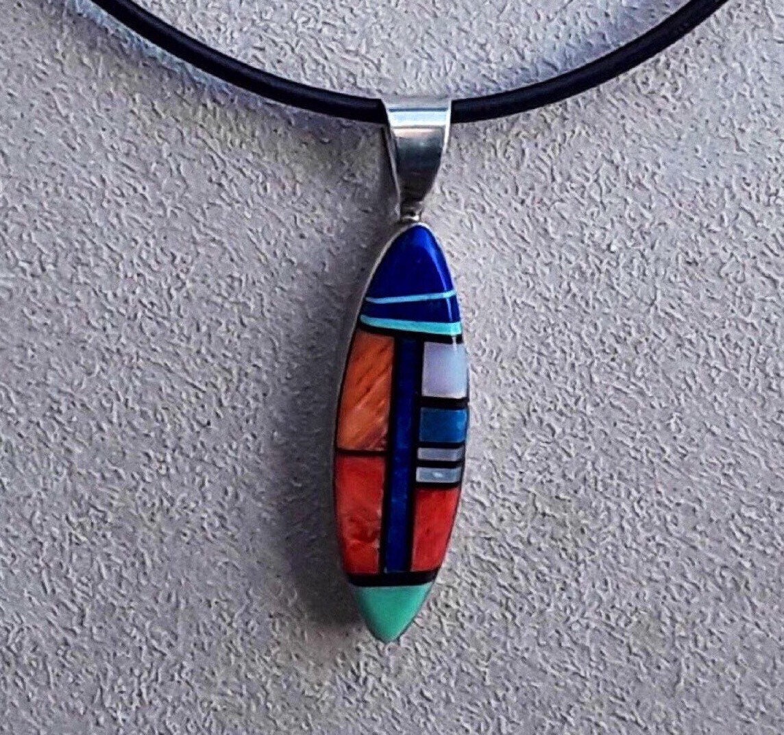 Zuni Multi Stone Inlay Pendant, Mosaic Inlay With Multi-stone,natural ...