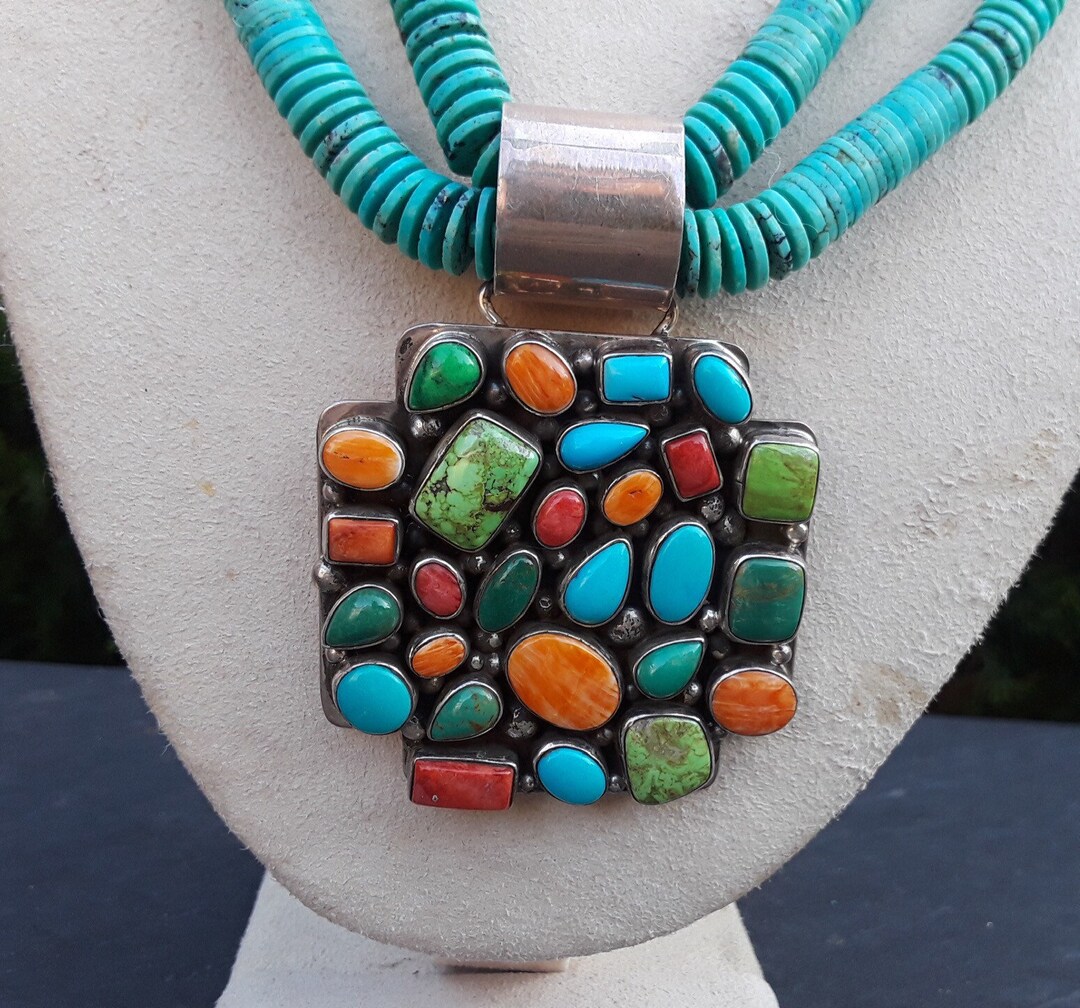 Large Navajo Multi Stone Cluster Sleeping Beauty Turquoise, Spiny ...