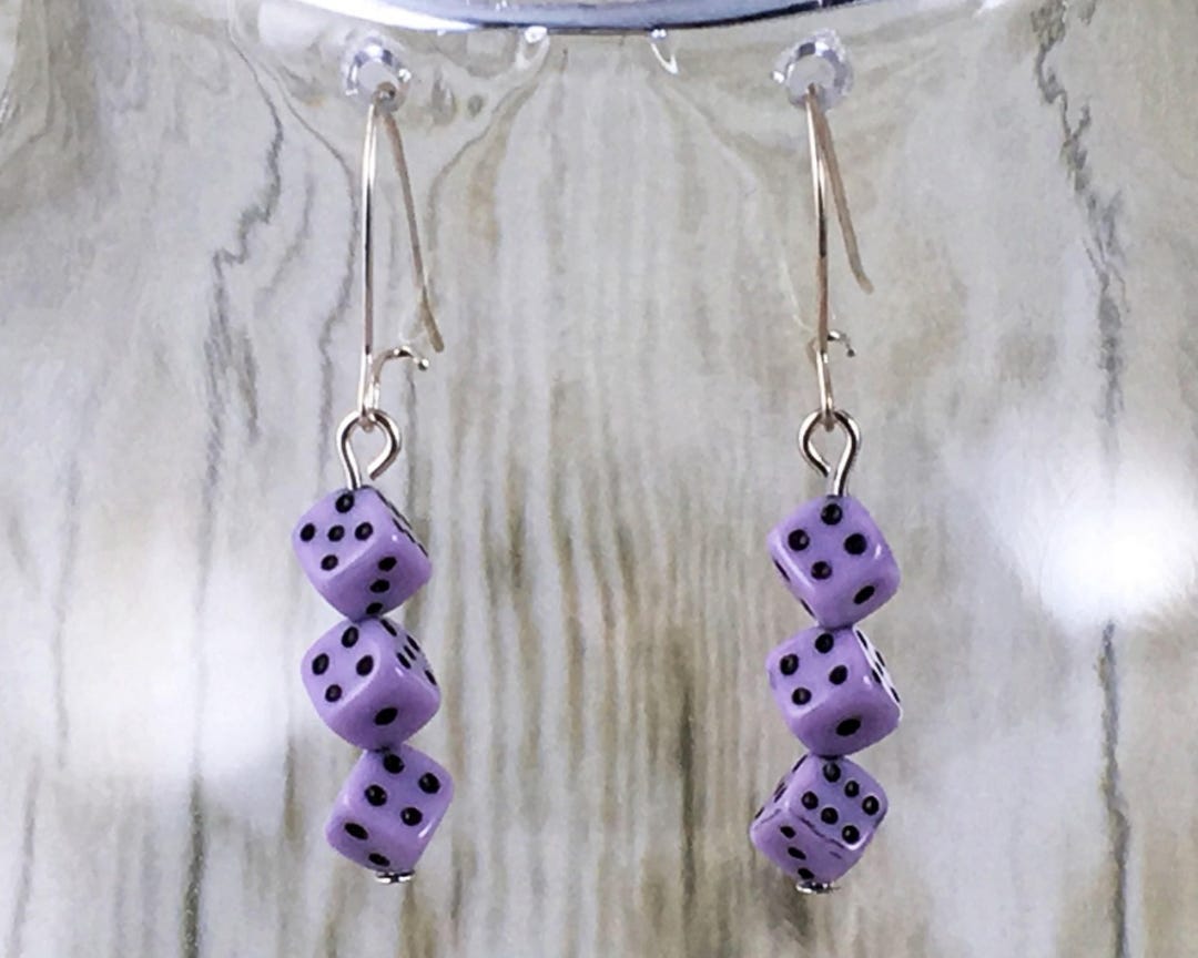 Dice Earrings Purple Earrings Gaming Earrings Gambling - Etsy