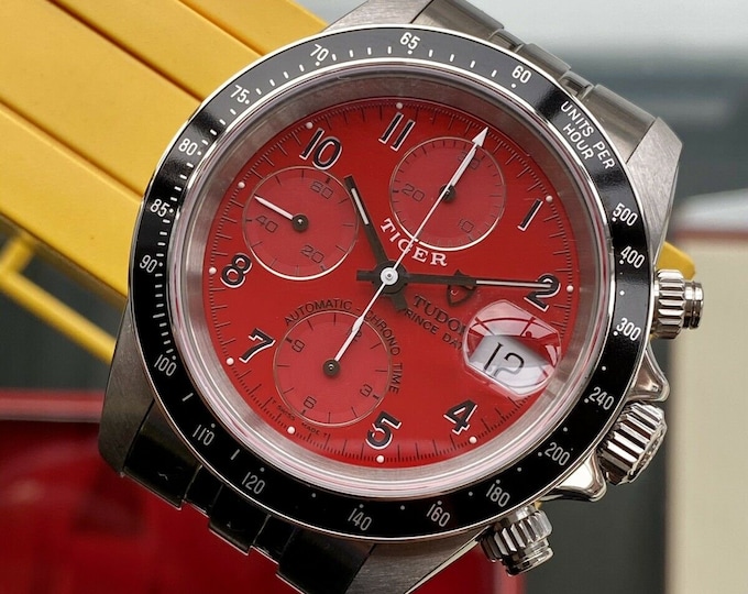 Tudor Tiger 1999 Full Set Red Dial Box Papers Men 79260 steel Prince ...